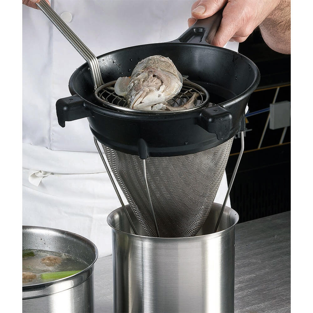 Black, Stainless Steel / Exoglass Bouillon Strainer | 017360 | Matfer ...