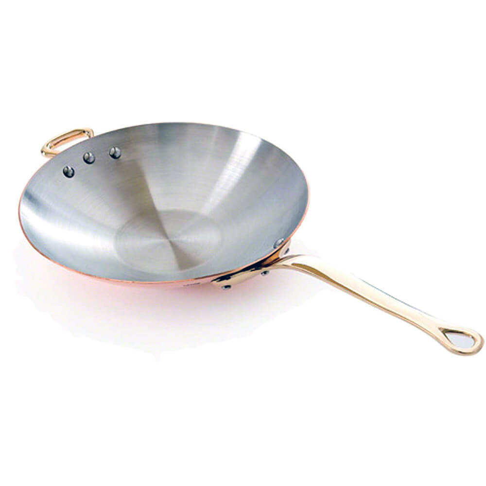 Copper Asian Wok Frying Pan, : 11-7/8" Diameter | 034078 | Mauviel