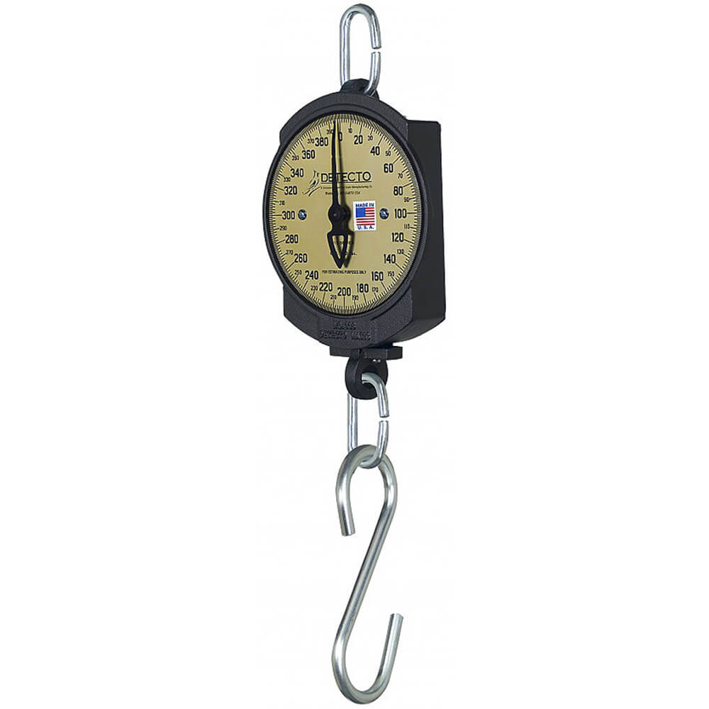 Black, Aluminum Hanging Dial Scale, 400 Lb., Hook | 11S400H | Detecto