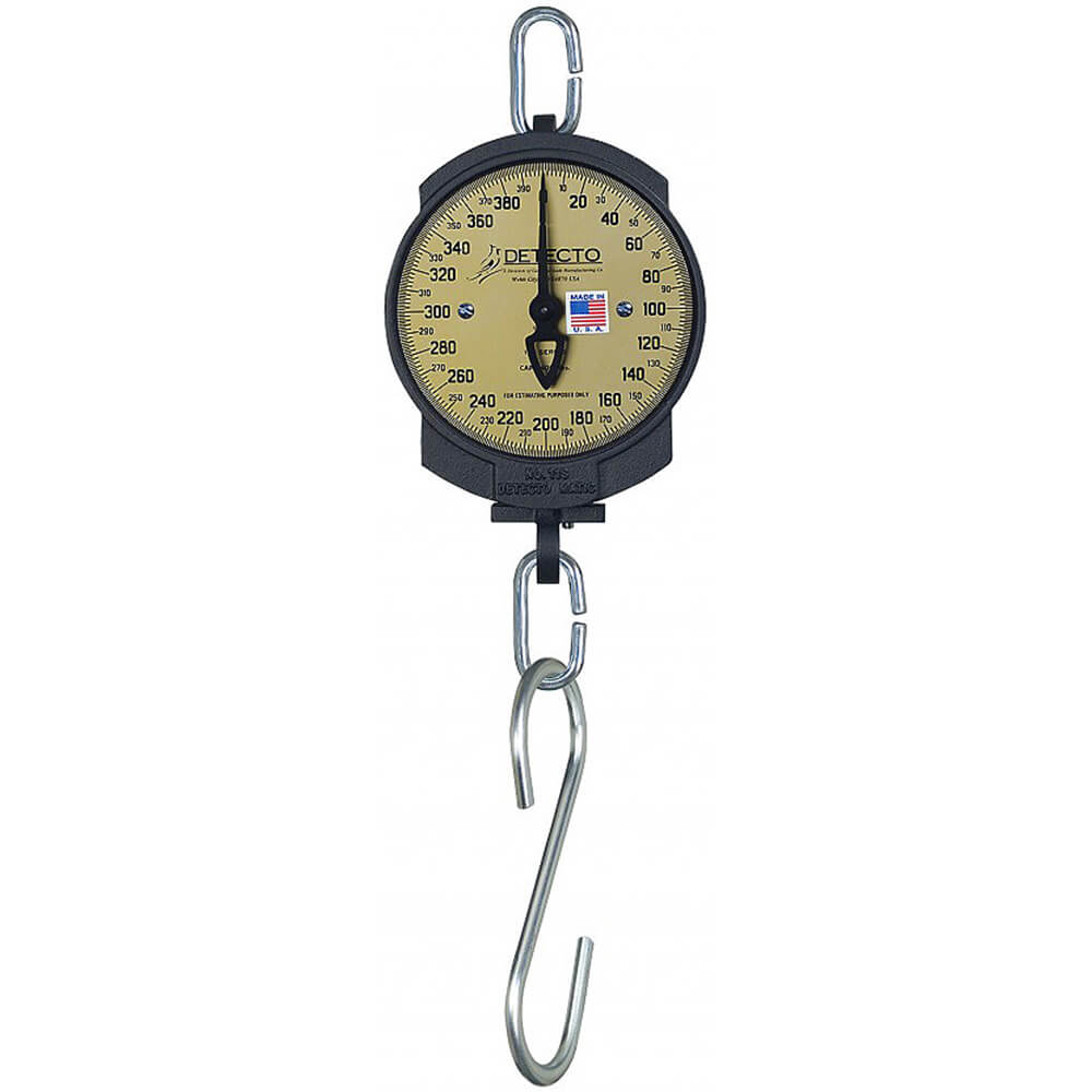 Black, Aluminum Hanging Dial Scale, 400 Lb., Hook | 11S400H | Detecto