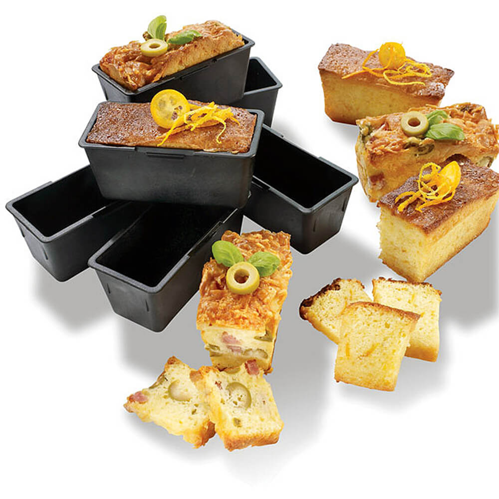 Black, Exoglass Mini Rectangular Cake Pans, 3.5" X 1.5", 6/PK | 345060 ...