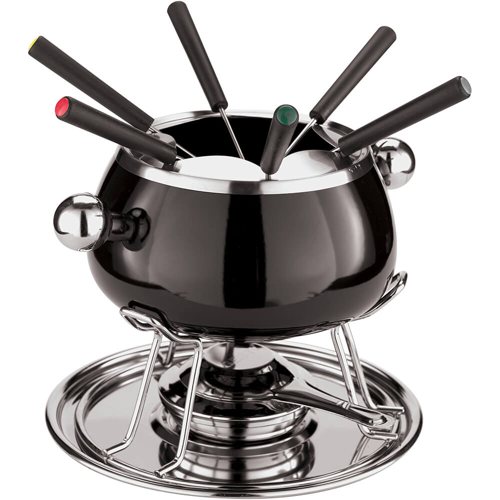 Black, Stainless Steel Meat Fondue Set, 6 Forks | 41312-00 | Paderno