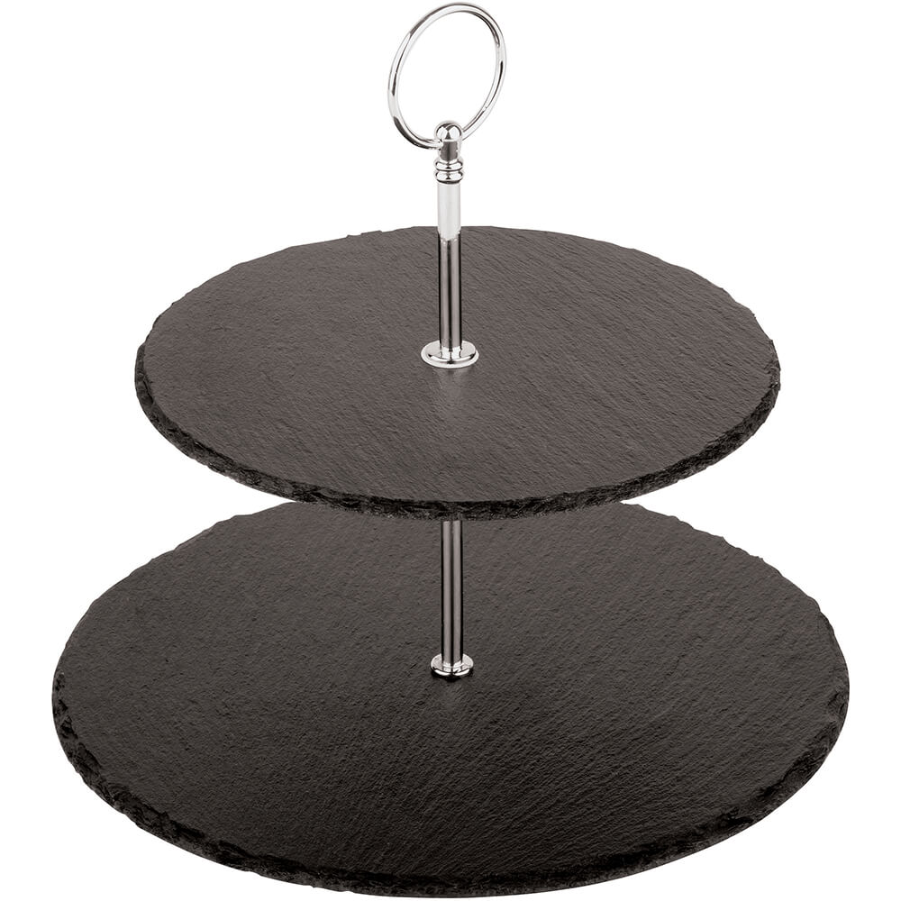 APS Black, Natural Slate Display Stand, Two-Tier, 41587-25