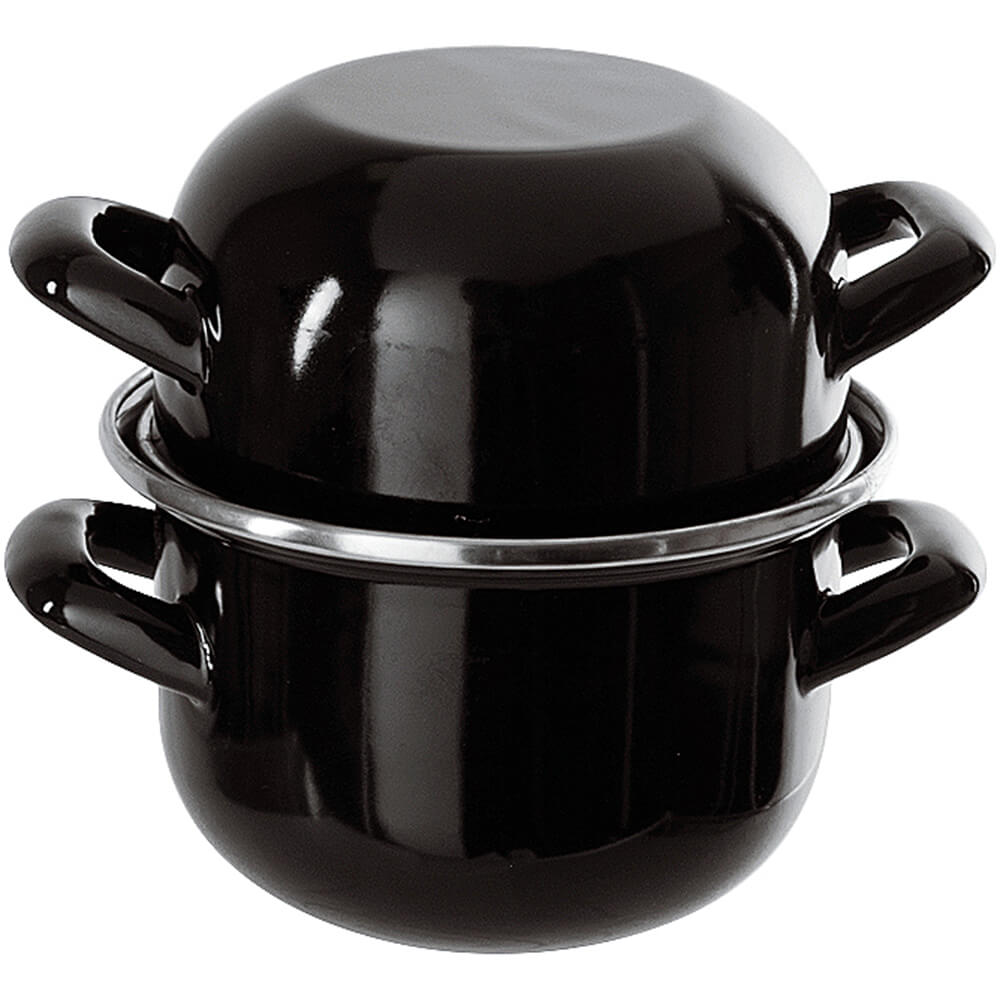 Black, Enamel Steel Mussel Serving Pot Set, 0.55 Qt | 42414-05 | APS