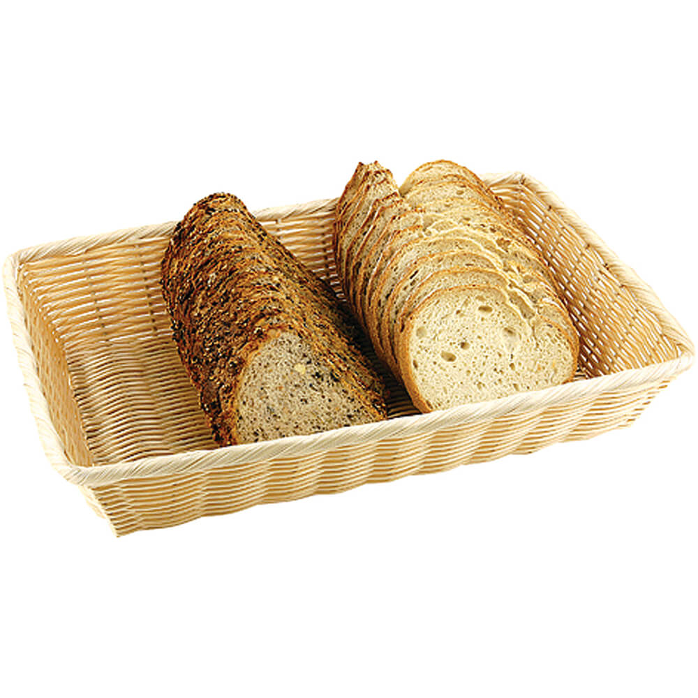 Light Wood Tone, Polyrattan Rectangular Bread Basket, 16.13" X 11.38 ...