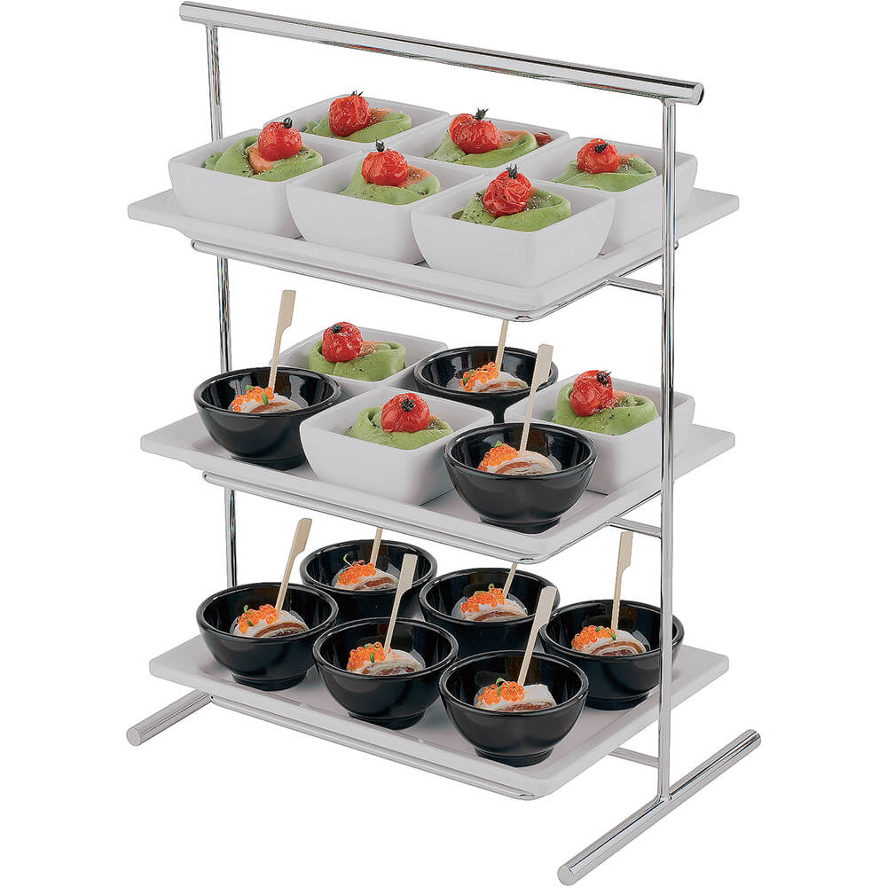 Chrome Steel Three-tier Display Stand for Rectangular Trays / Plates ...