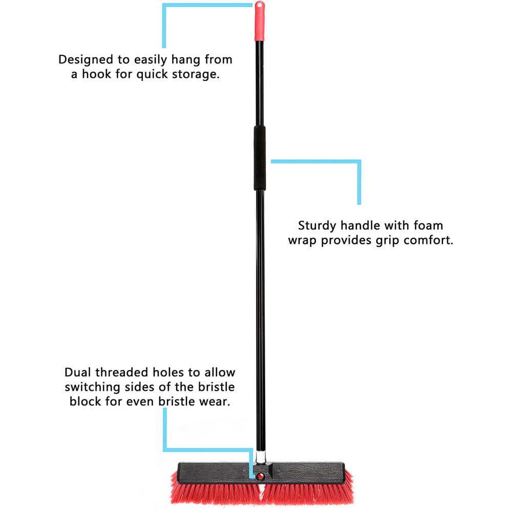 Red, Plastic 18" Smooth Surface Push Broom / Outdoor Broom, 3/PK | 460 ...