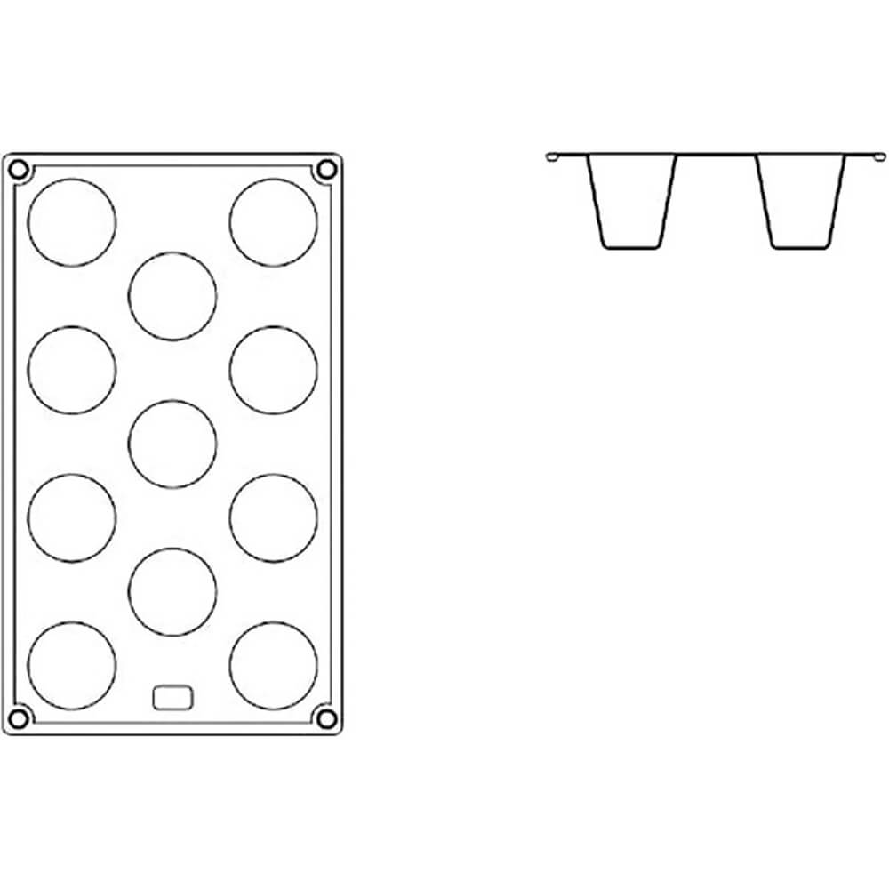 Non-stick Silicone Mold, Mini Baba, Sheet Of 11 | 47742-30 | Paderno