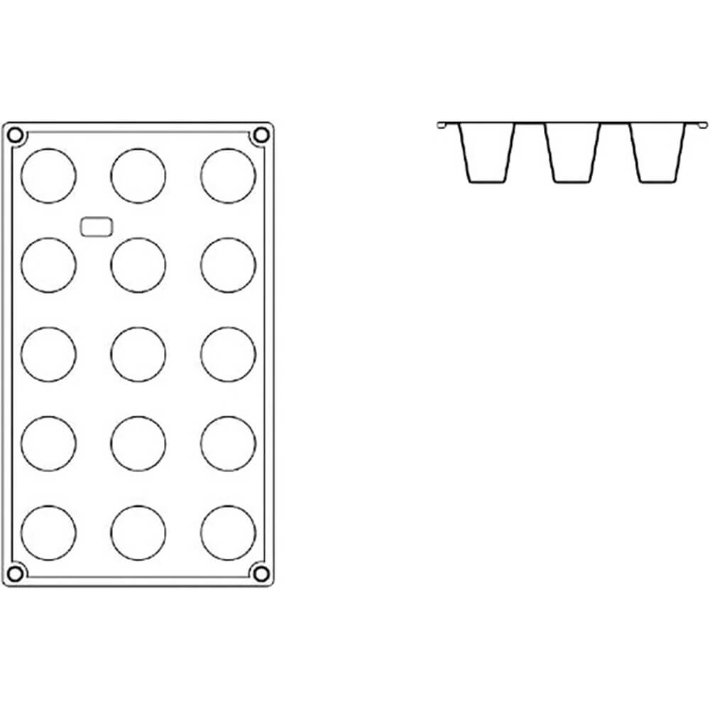 Non-stick Silicone Mold, Mini Baba, Sheet Of 15 | 47742-31 | Paderno