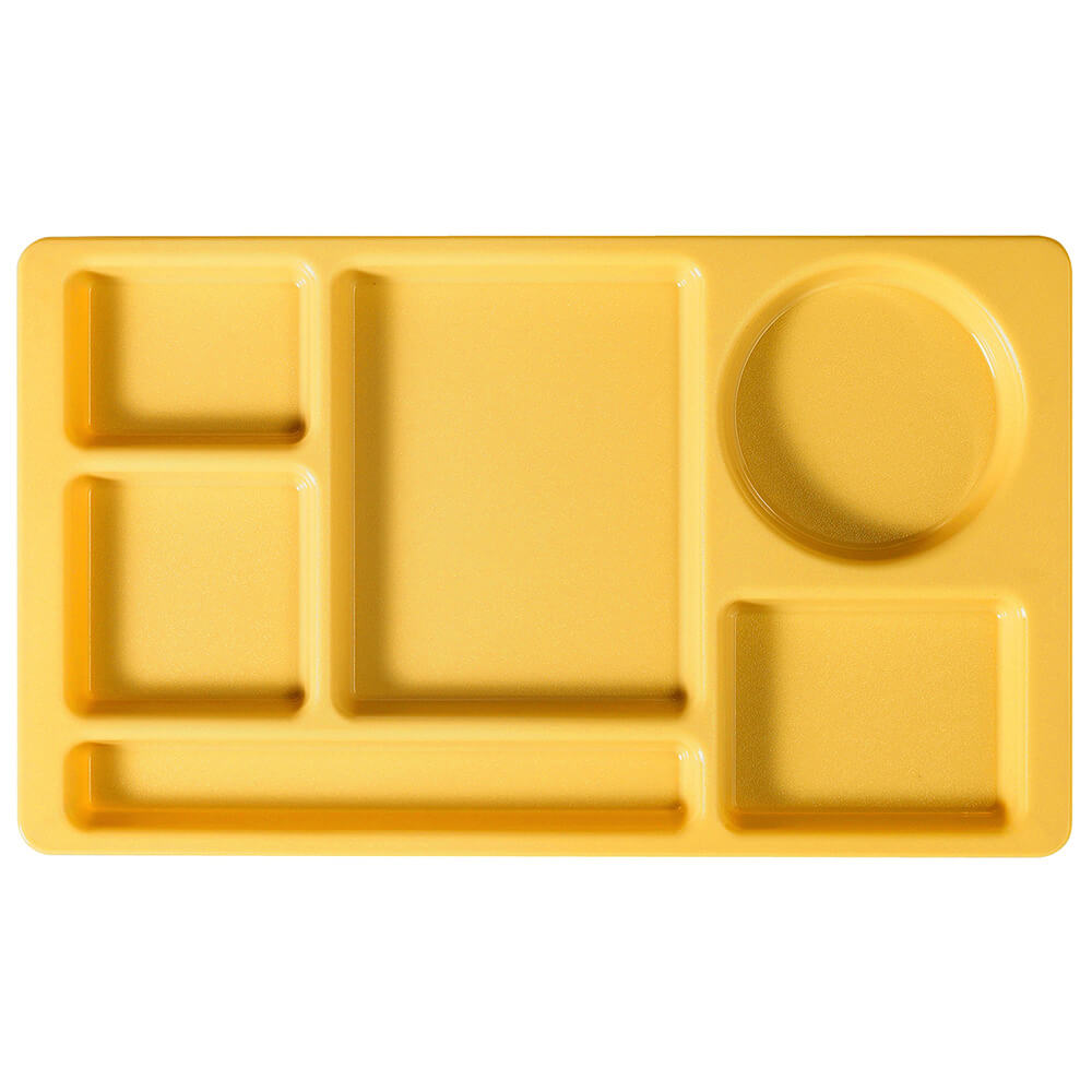 Yellow, 2x2 Co-Polymer 6-Compartment Cafeteria Trays, 24/PK | 915CP-145 ...