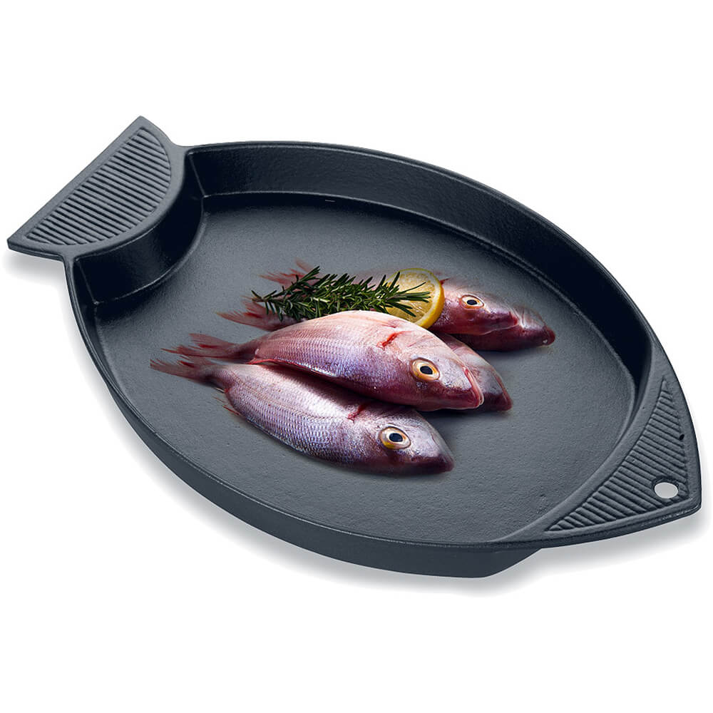 Black, Cast Iron Fish Grill Pan, 11.87" | A1732730 | Chasseur