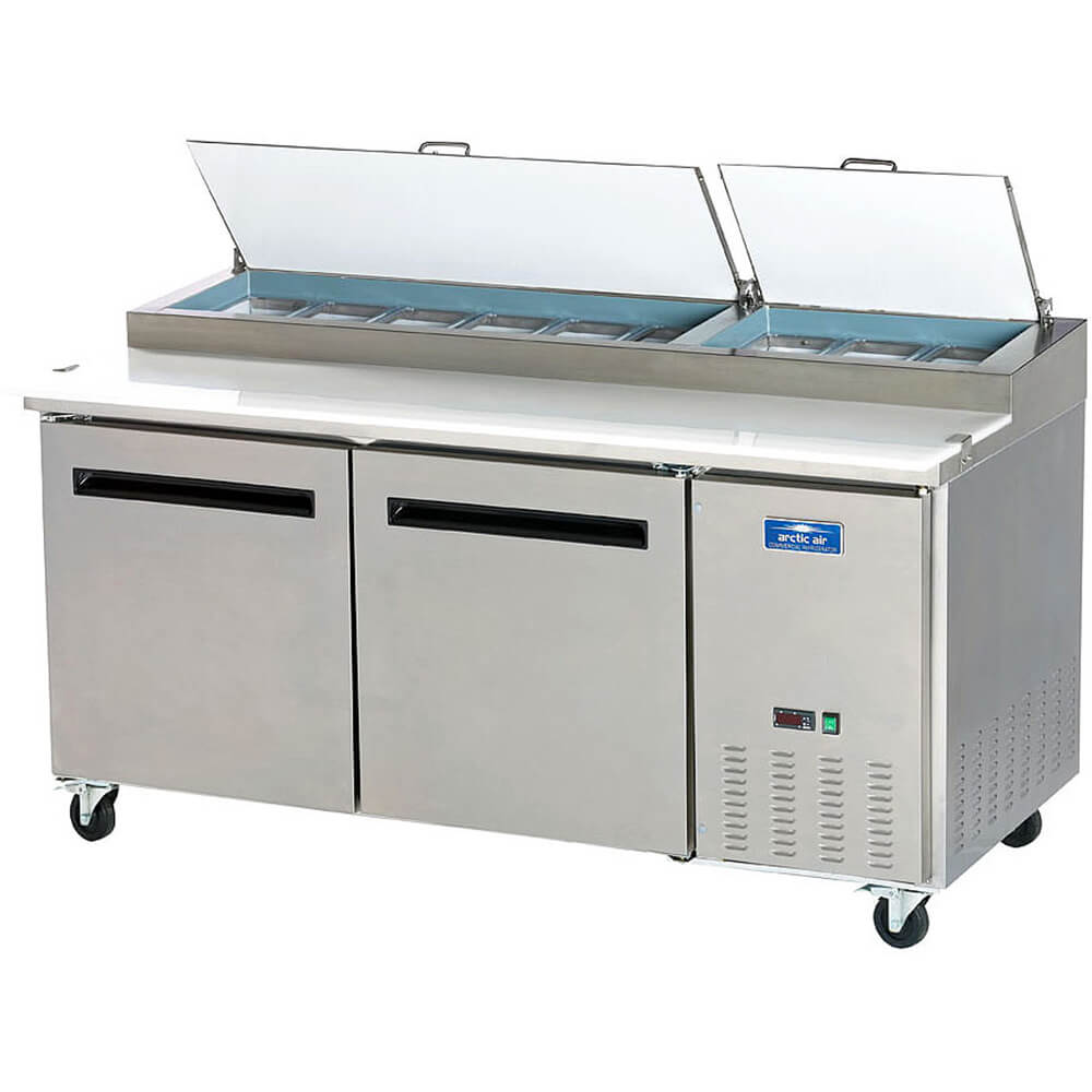 Stainless Steel, Double Door Refrigerated Pizza Prep Table | APP71R ...