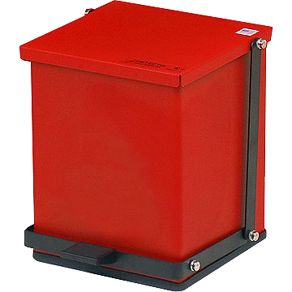 Red, Baked Epoxy Commercial Step On Trash Can, 16 Qt | P-16R | Detecto