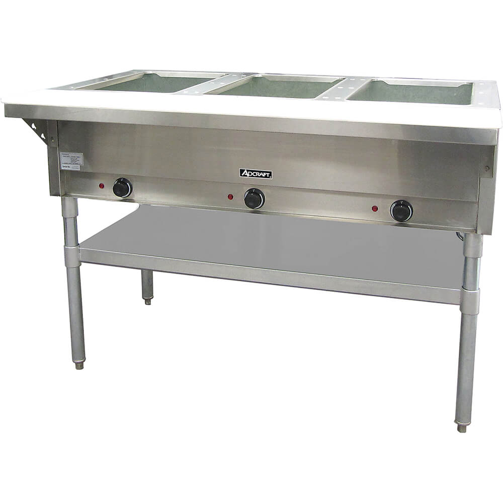 Stainless Steel 3-Well Electric Steam Table, Individually Controlled ...