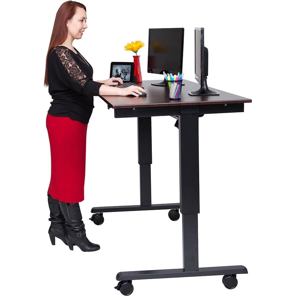 Dark Walnut, 26" To 51.6" Height Adjustable Desk, 60" Long Electric Sit ...