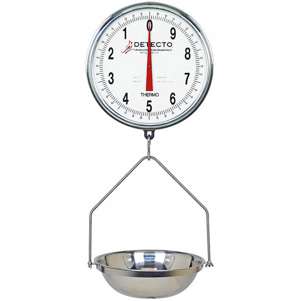 Hanging Dial Scale W/ Aluminum Bowl, 32 Lb., Dual Dial | T3530 | Detecto