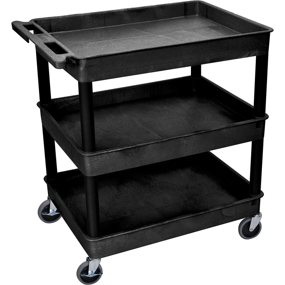 Black, Plastic Utility / Service Cart, Heavy Duty, 400 Lbs. Capacity ...