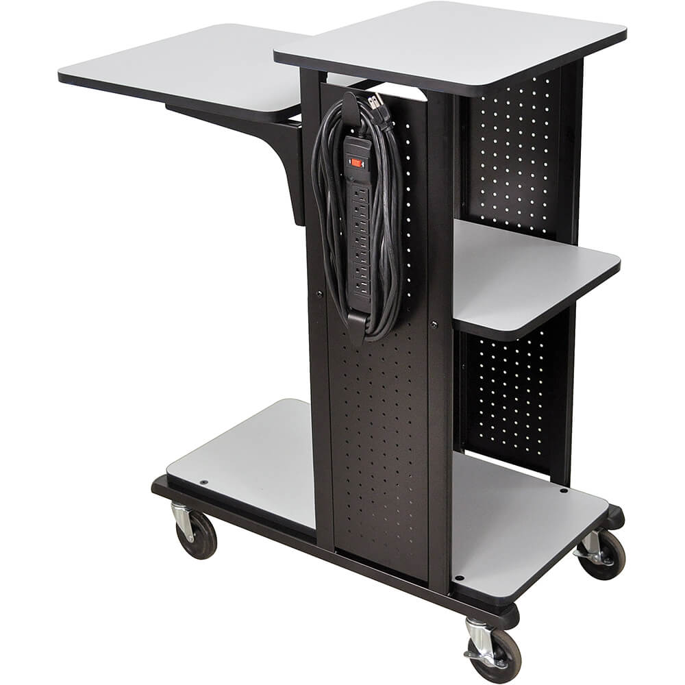 Black and Gray, Steel Heavy Duty Projector Stand / AV Cart, 3 Shelves ...