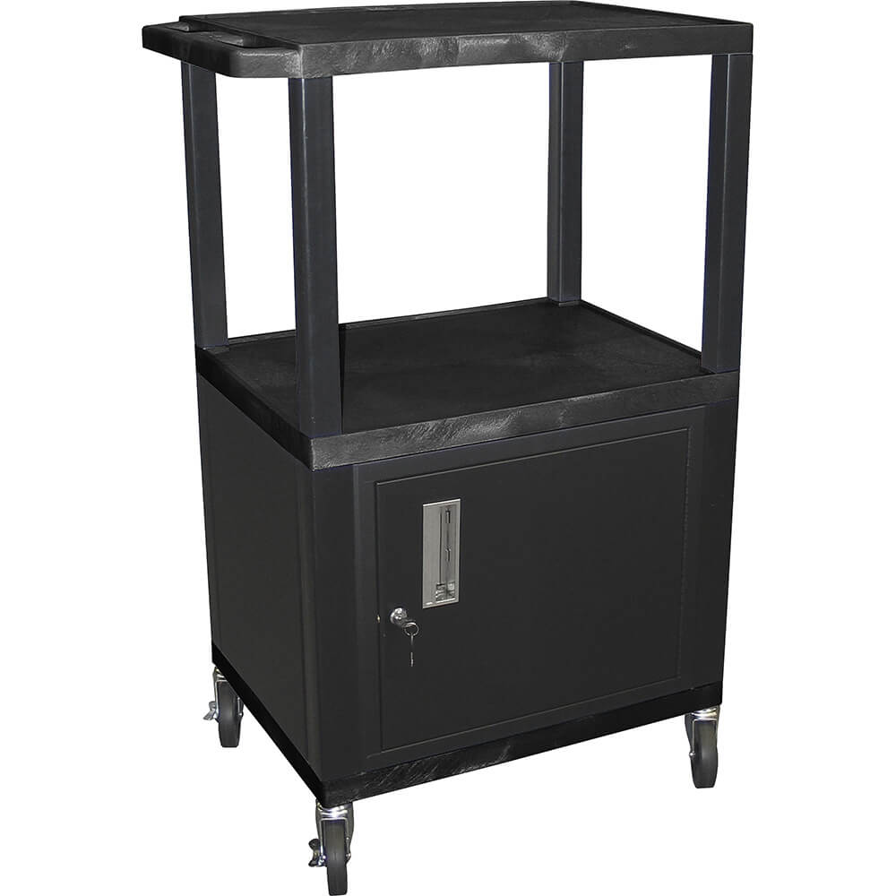 Black, Three Shelf Multi Purpose Cart With Storage | WT42C2E | H Wilson